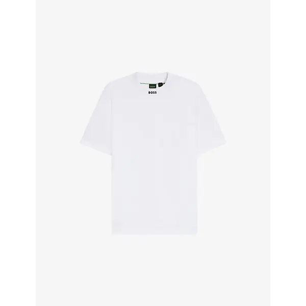 BOSS Logo-collar Short-sleeve Stretch-cotton T-shirt - White