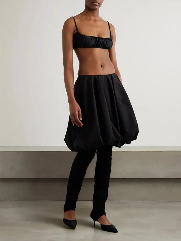 Alaïa Gathered Cotton-poplin Bralette