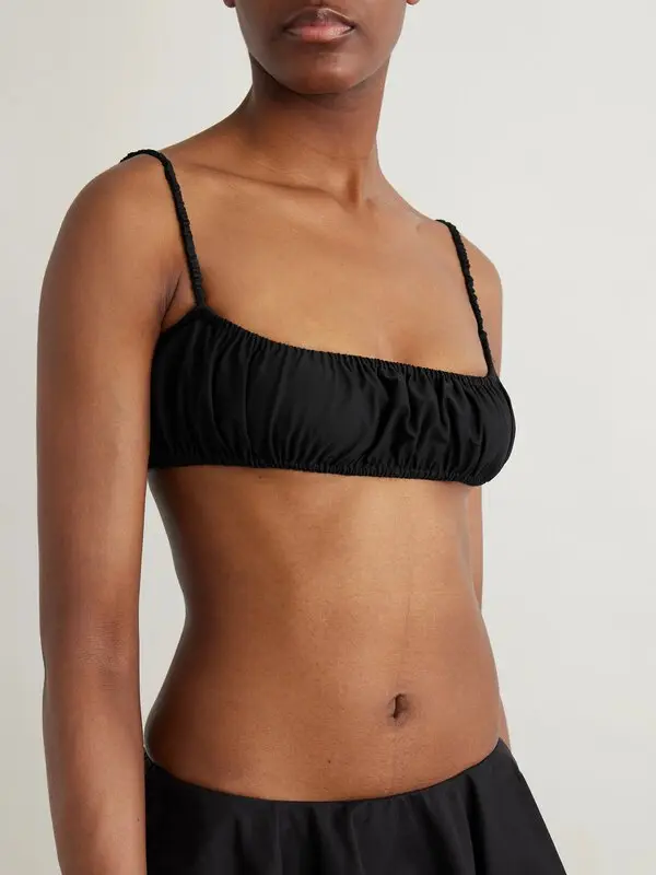 Alaïa Gathered Cotton-poplin Bralette