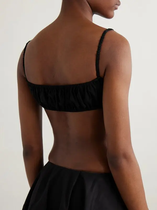Alaïa Gathered Cotton-poplin Bralette