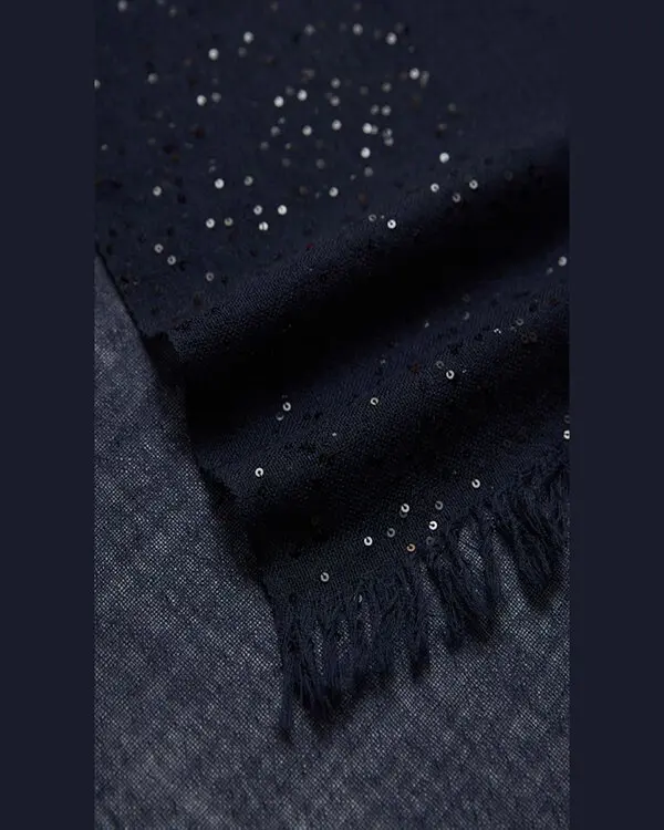 Faliero Sarti New Dalila Colorblock Sequined Wool Silk Scarf - Blue Black