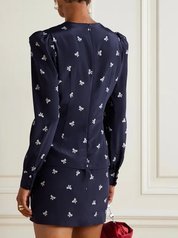 Alessandra Rich Wrap-effect Embellished Printed Mini Dress - Blue