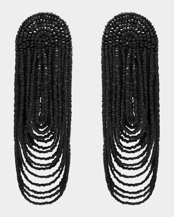 Oscar De La Renta Beaded Double Curtain Earrings - Black