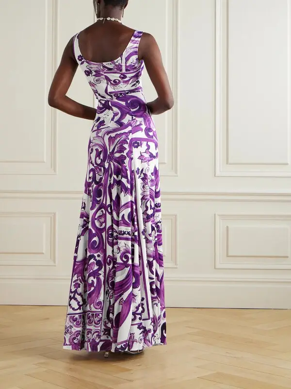 Dolce & Gabbana Printed Satin Maxi Dress