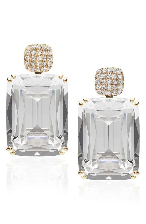 Goshwara Gossip Cushion Cut Drop Earrings - Clear