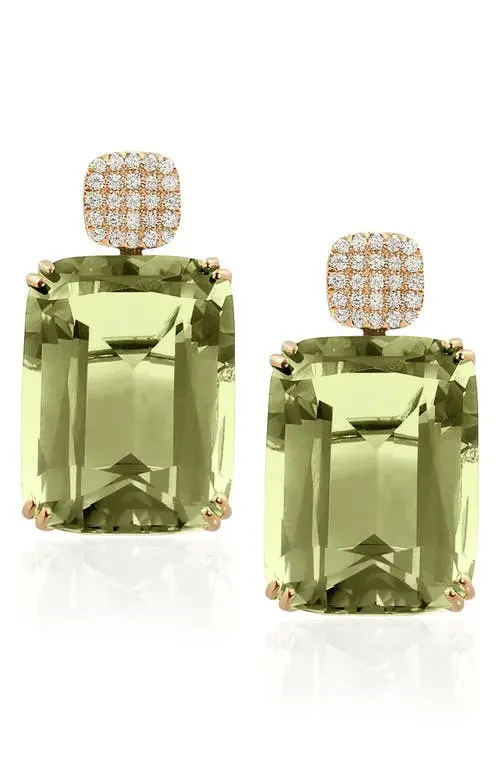 Goshwara Cushion Cut Drop Earrings With Diamonds - Translucent Green