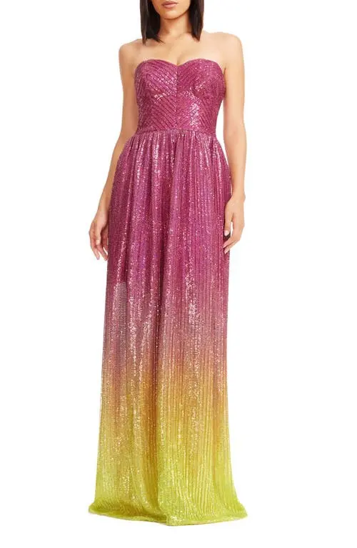 Dress The Population Audrina Sequin Strapless Gown - Raspberry-lemon