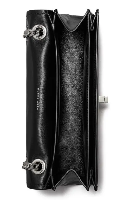 Tory Burch Kira Turnlock Leather Convertible Shoulder Bag - Black
