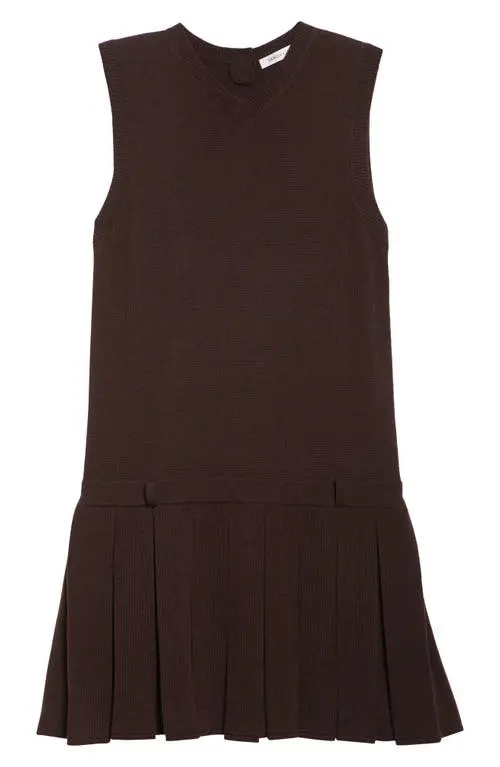 Sandy Liang Millie Pleated Merino Wool Sweater Dress - Brown