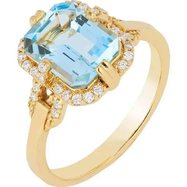 Goshwara Gossip Emerald-cut Ring - Pale Blue
