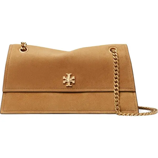 Tory Burch Kira Turnlock Suede Convertible Shoulder Bag - Toffee