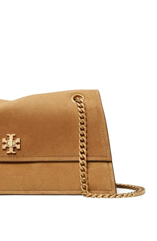 Tory Burch Kira Turnlock Suede Convertible Shoulder Bag - Toffee