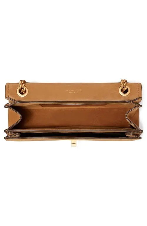 Tory Burch Kira Turnlock Suede Convertible Shoulder Bag - Toffee