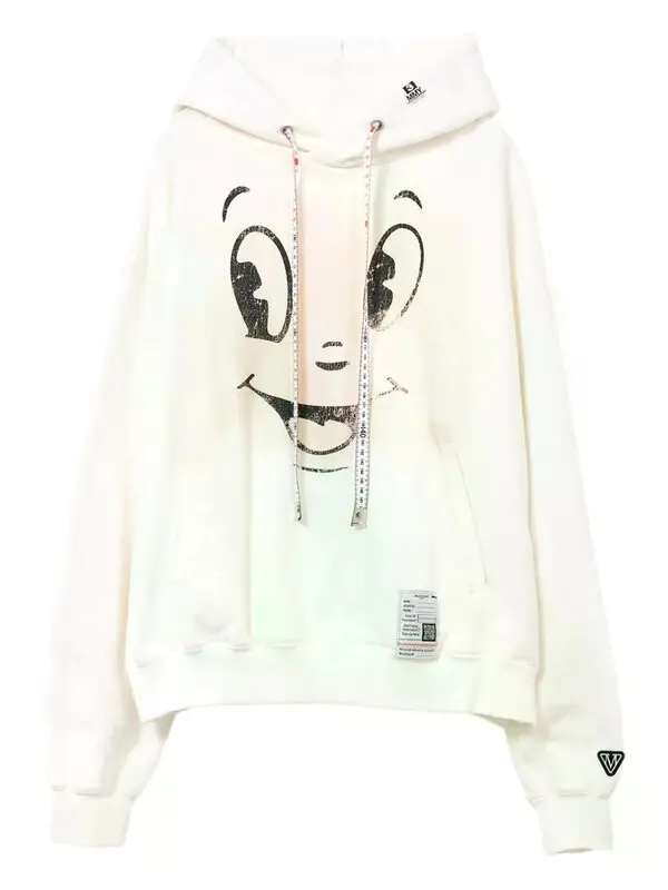 Mihara Yasuhiro Happy Face-print Hoodie - White