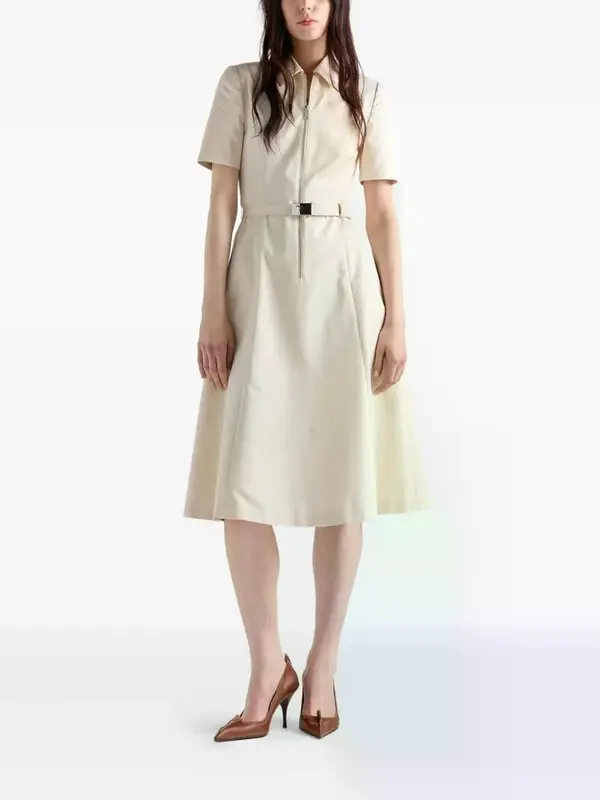 Prada Zip-front Flared Dress - Neutrals