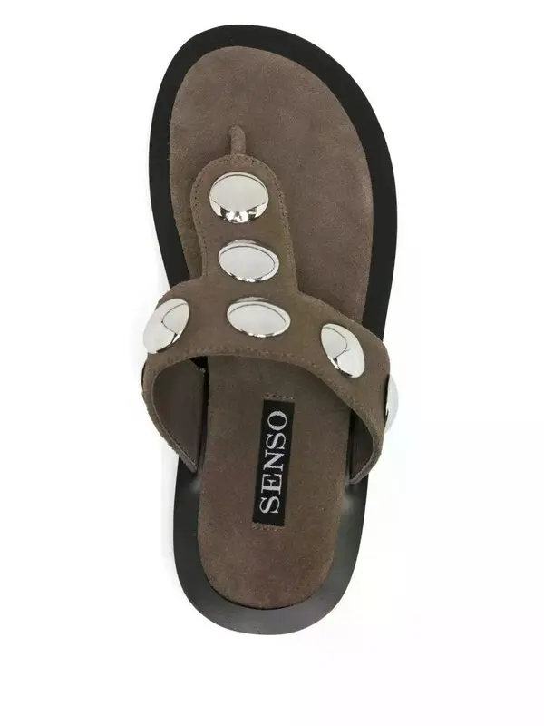 Senso Anna Studded Thong Sandals - Brown