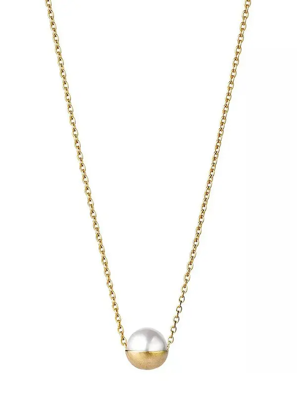 Shihara Half Pearl Necklace - Metallic