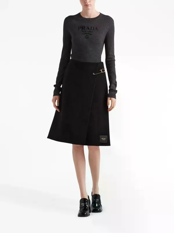 Prada Safety Pin-embellished Midi Skirt
