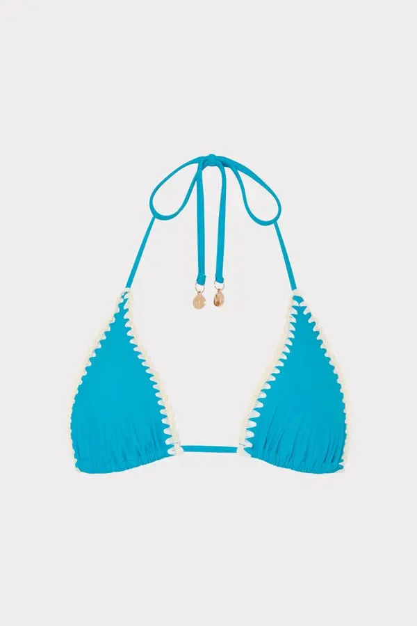MILLY CABANA Solid Bikini Top - Teal