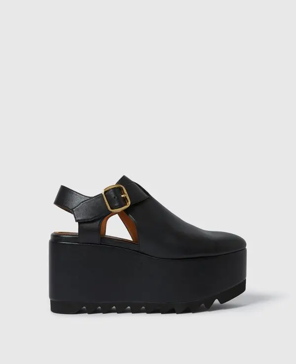 Stella McCartney Elyse Closed-toe T-bar Platform Sandal - Black