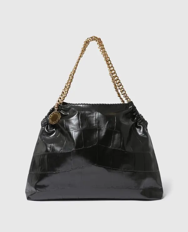 Stella McCartney Falabella Crocodile-embossed Drawstring Tote - Black
