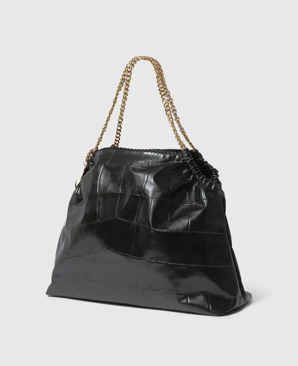 Stella McCartney Falabella Crocodile-embossed Drawstring Tote - Black