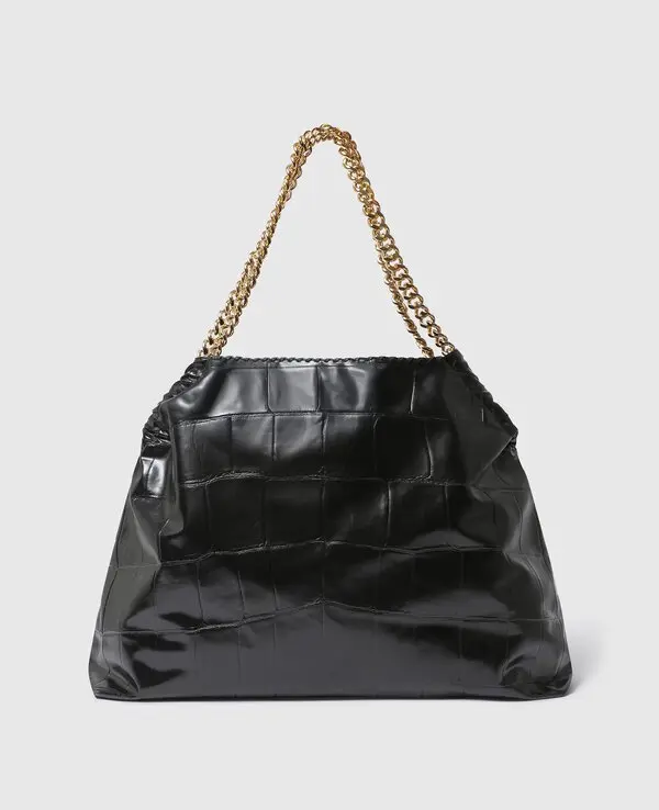 Stella McCartney Falabella Crocodile-embossed Drawstring Tote - Black
