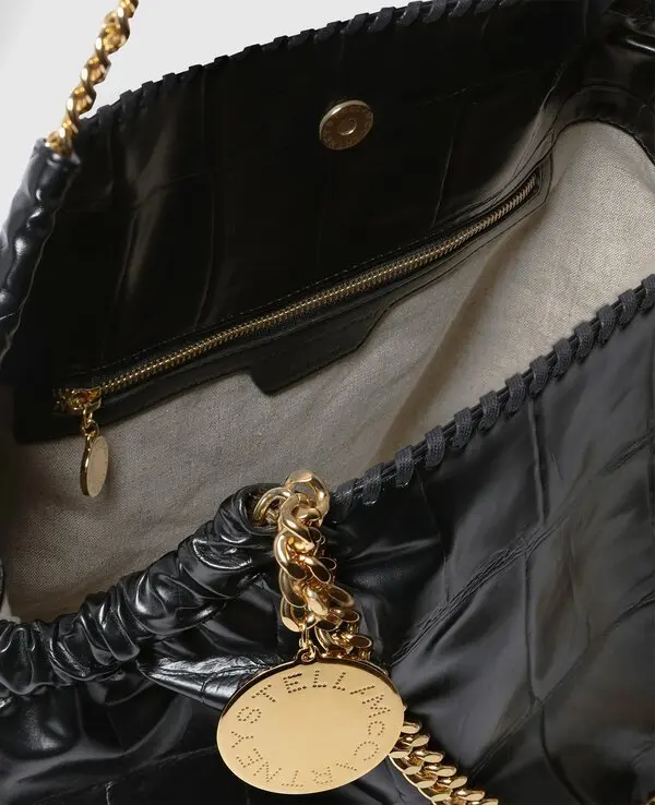 Stella McCartney Falabella Crocodile-embossed Drawstring Tote - Black