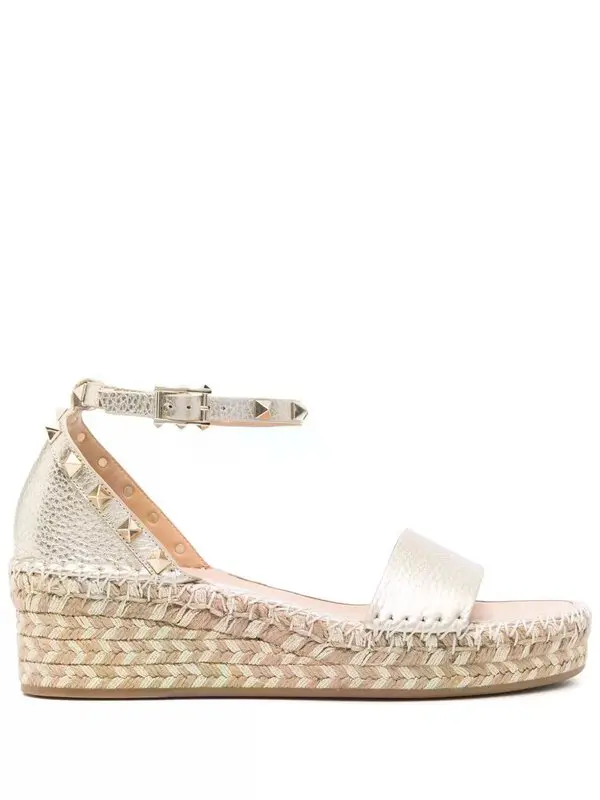 Valentino Garavani Rockstud-embellished Espadrilles - Gold