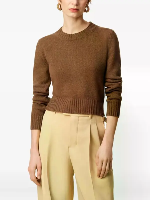 AMI Paris De Coeur Crew-neck Cashmere Sweater - Brown