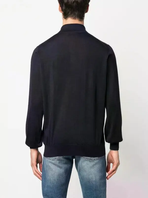 Brunello Cucinelli Long Sleeve Polo Shirt - Blue
