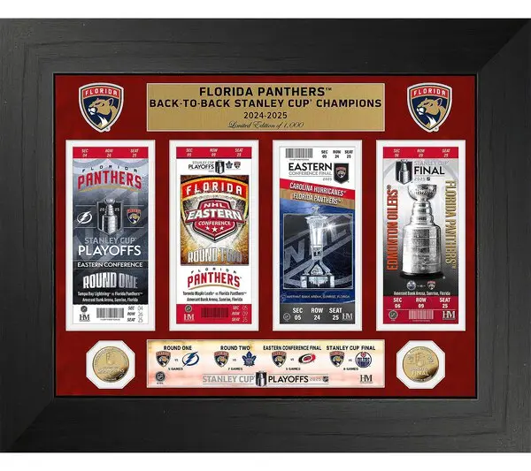 HIGHLAND MINT Florida Panthers Deluxe 2025 Cham Ticket Frame - One-color