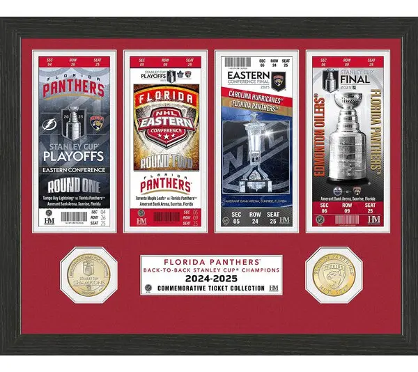 HIGHLAND MINT Florida Panthers 2025 Stanley Cup Ticket Frame - One-color