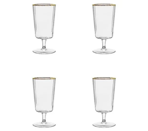 10 STRAWBERRY STREET Set Of 4 Grace Gold Rim Wa Ter Goblet - One-color