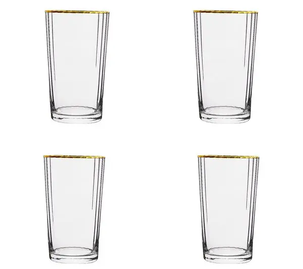 10 STRAWBERRY STREET Set Of 4 Grace Gold Rim Hi Ball - One-color
