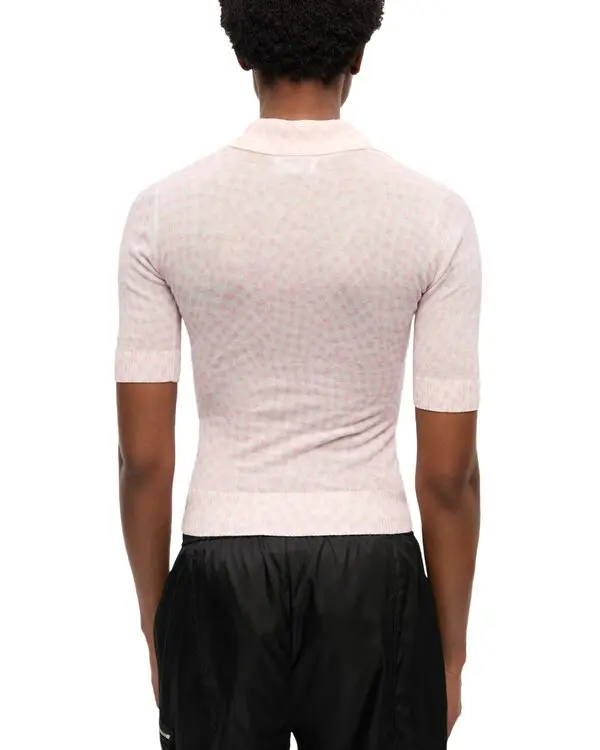GANNI Sheer Printed Polo Shirt