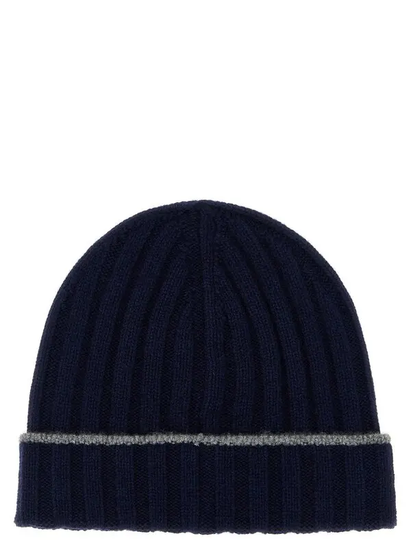 Brunello Cucinelli Cashmere Turn-up Beanie - Blue
