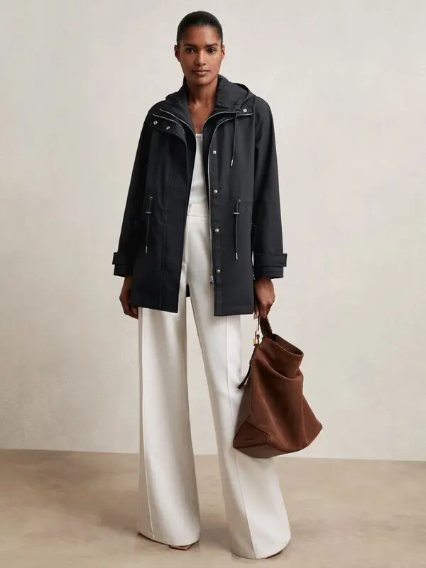 REISS Tia Removable Hood Rain Coat