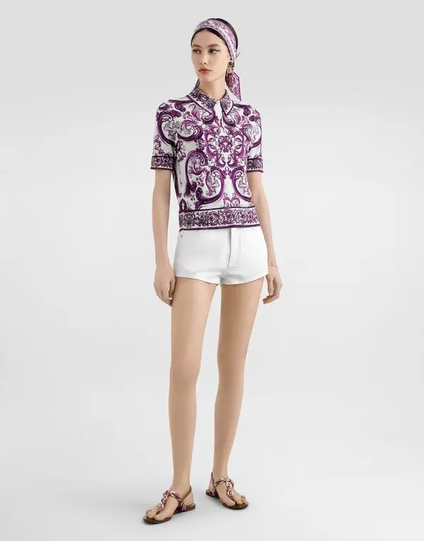 Dolce & Gabbana Majolica-print Silk Polo