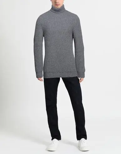 GRAN SASSO Turtleneck Virgin Wool Blend Knit Top - Grey
