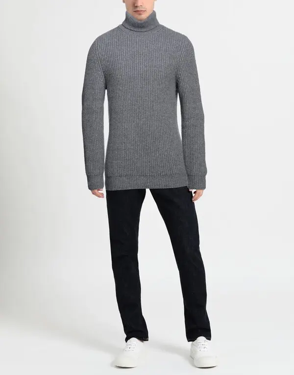 GRAN SASSO Turtleneck Virgin Wool Blend Knit Top - Grey