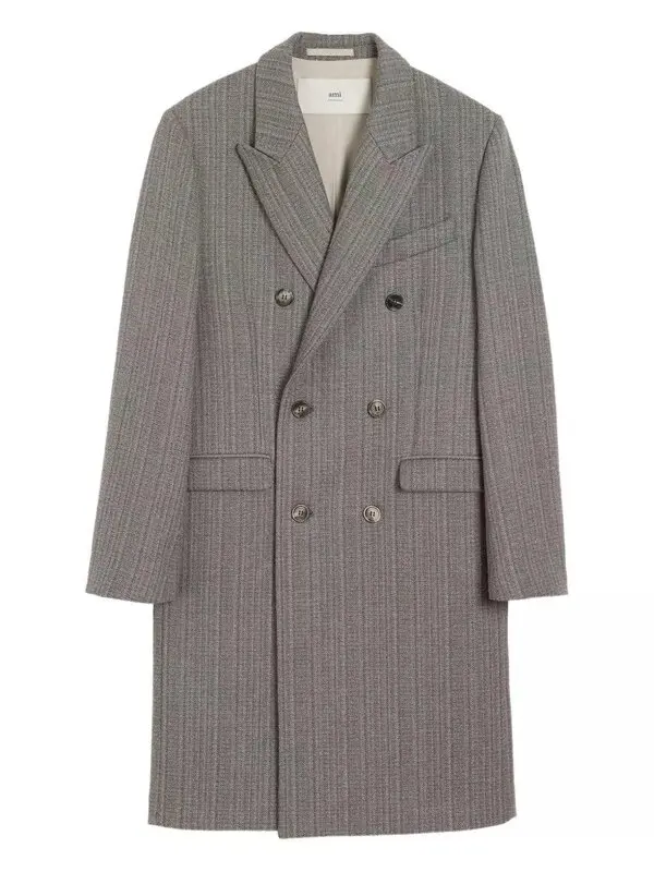 AMI Paris Herringbone Double-breasted Coat