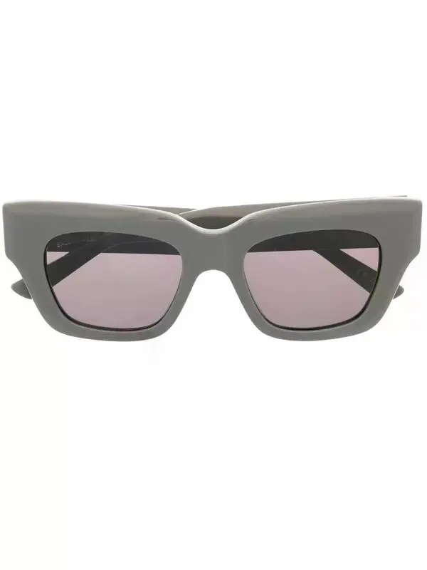 Balenciaga Logo-plaque Square-frame Sunglasses - Grey