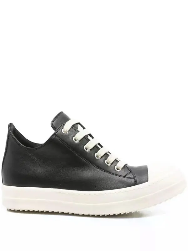 Rick Owens Leather Lace-up Sneakers - Black