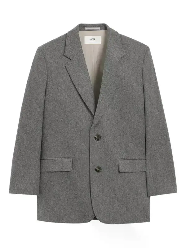 AMI Paris Single-breasted Wool Jacket - Grey