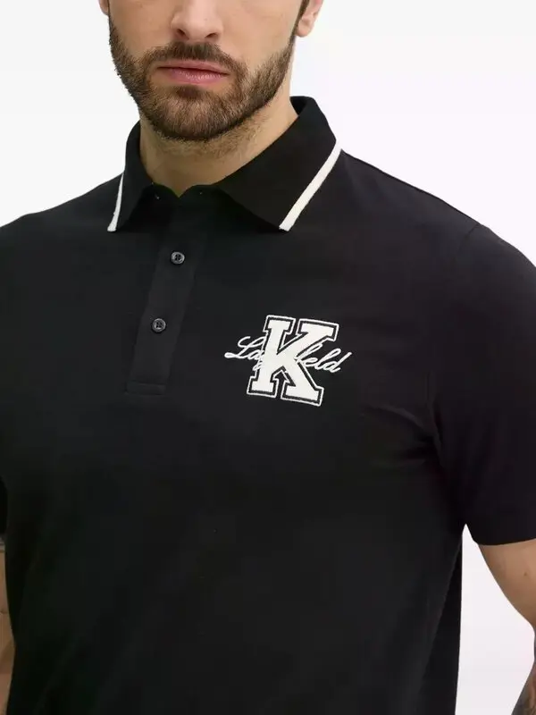 Karl Lagerfeld Logo-patch Cotton-blend Polo Shirt