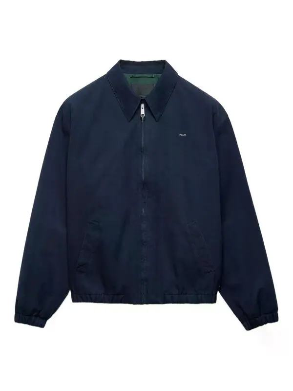 Prada Embroidered Logo Zip-up Jacket