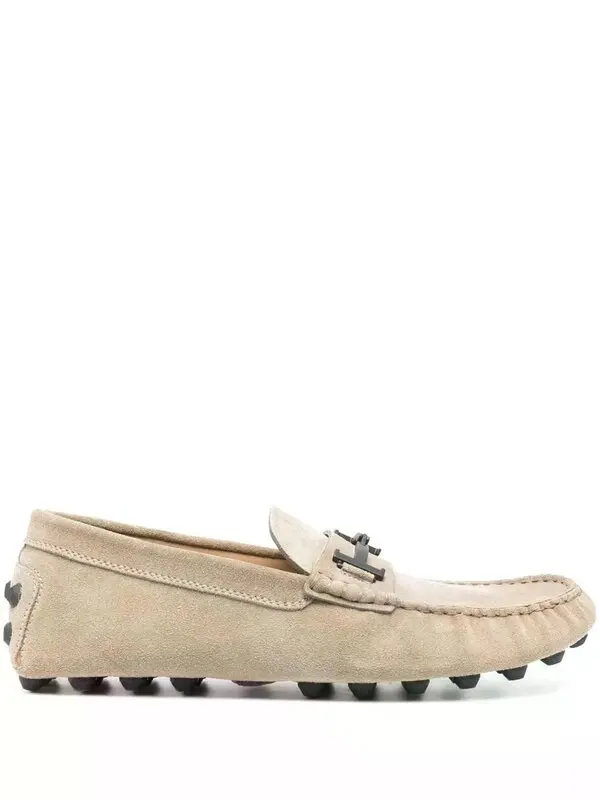 TOD'S Gommino Double T Suede Loafers - Neutrals
