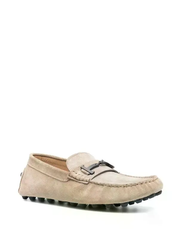 TOD'S Gommino Double T Suede Loafers - Neutrals