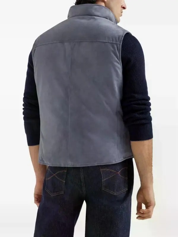 Brunello Cucinelli Suede Buttoned Vest - Blue